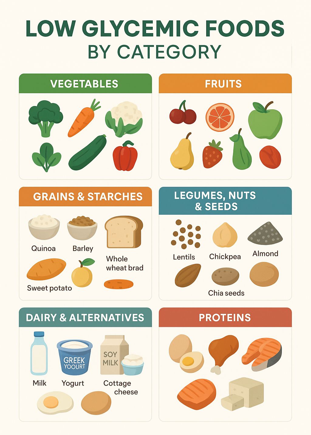 Top 50 Low‑Glycemic Foods Diabetics Can Eat Safely (Printable List ...